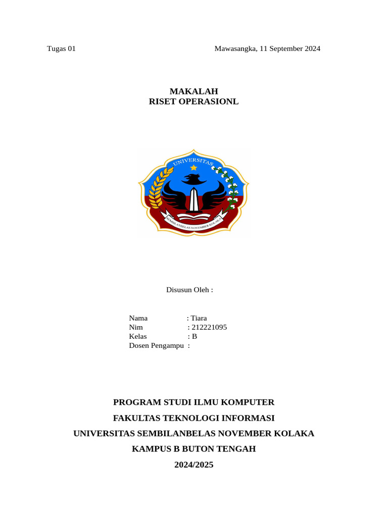 Riset Operasional: Metode & Aplikasi | PDF