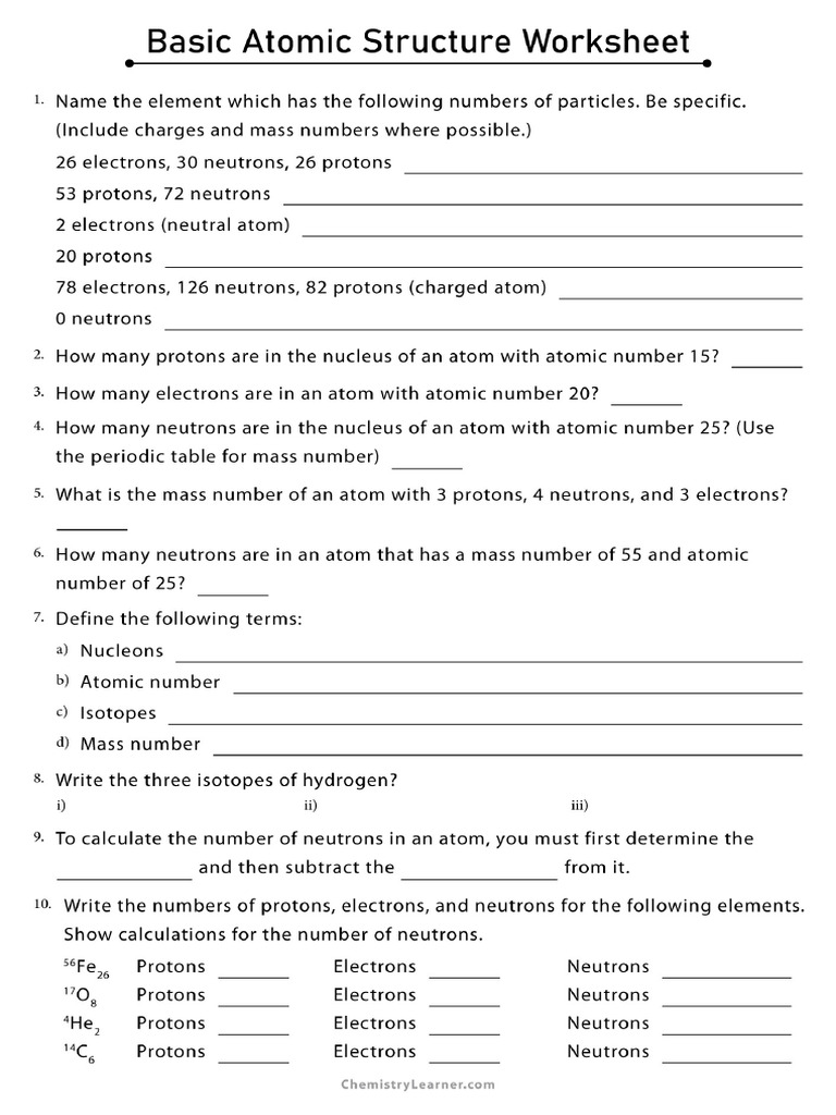 Basic-Atomic-Structure-Worksheet | PDF