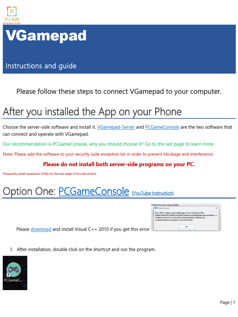 VGamepad Instruction | PDF | Cursor (User Interface) | Computing Platforms
