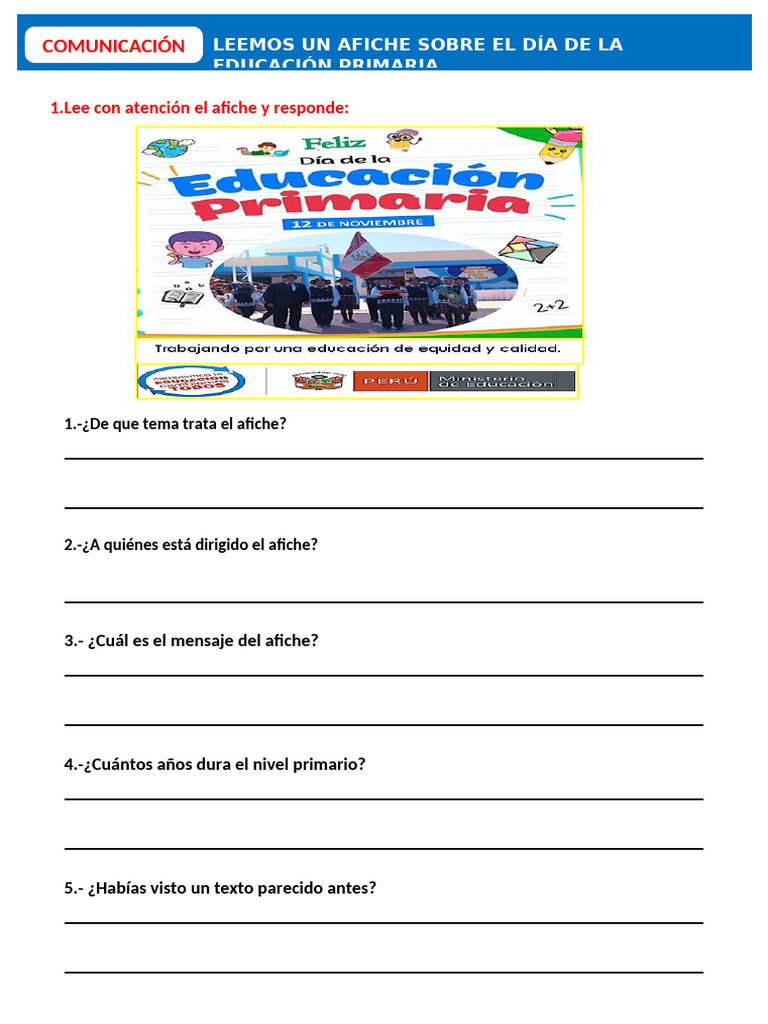 Análisis Del Afiche Día De La Educación Primaria Pdf