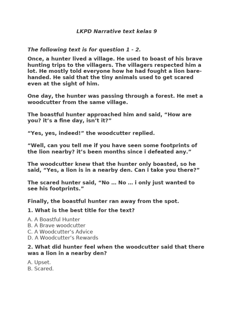 LKPD Narrative Text Kelas 9 | PDF | Hansel And Gretel (Opera)