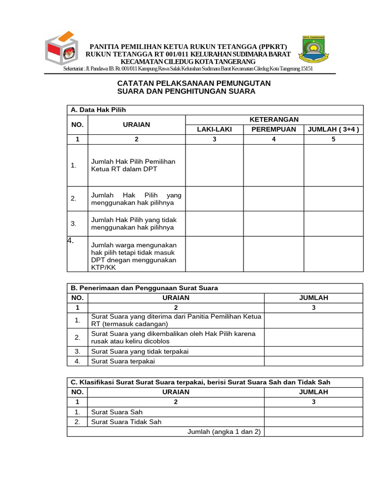 Catatan Pelaksanaan Pemungutan Suara | PDF