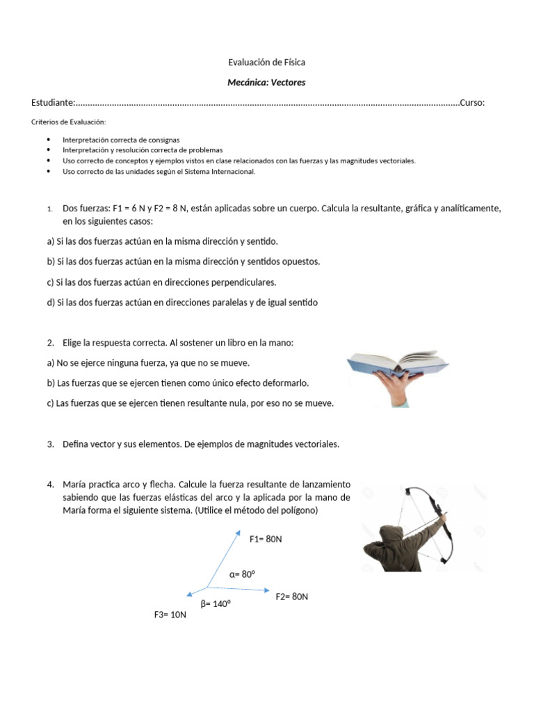 Evaluación modelo de vectores | PDF | Vector Euclidiano | Fuerza