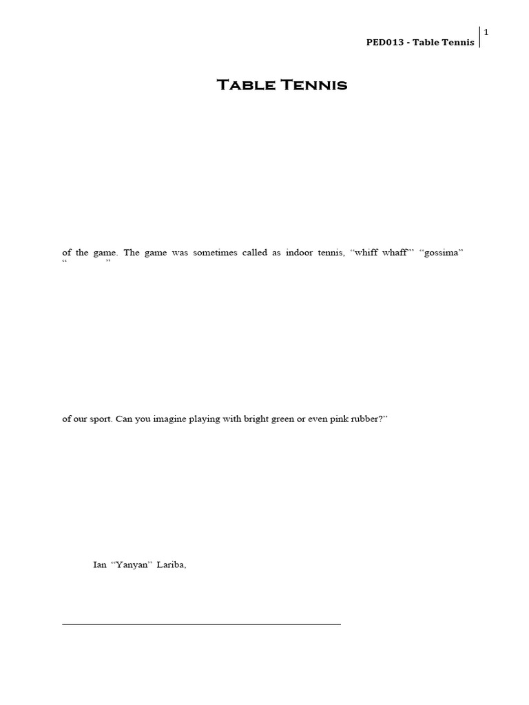 PED013-Table-Tennis | PDF | Table Tennis | Sports
