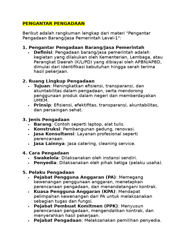 Rangkuman PBJ Level 1 | PDF