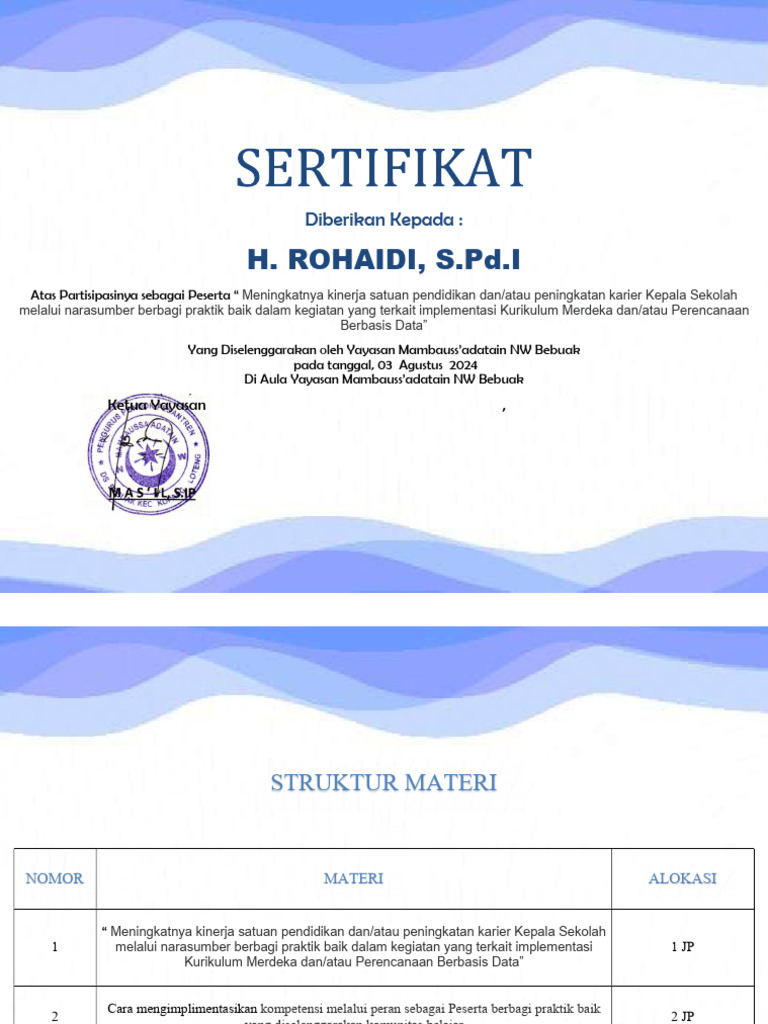 Sertifikat 1 Yayasan | PDF