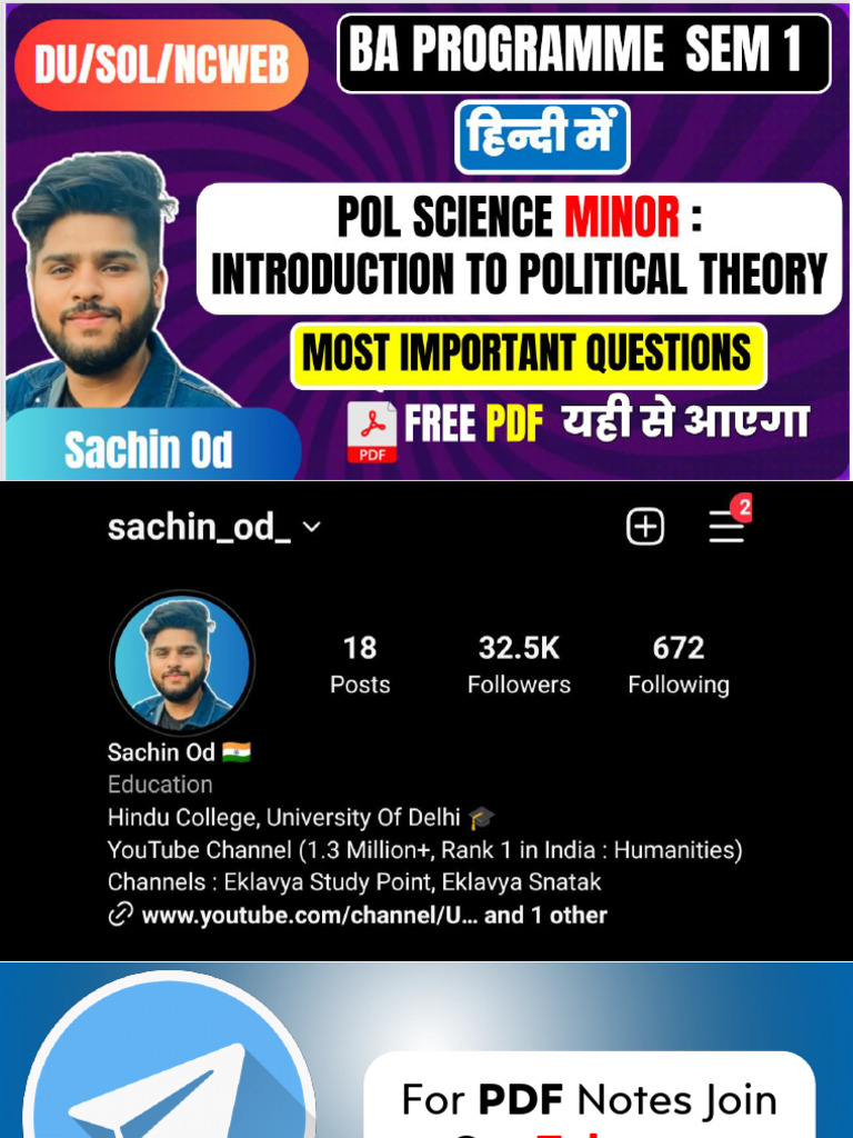 Pol Theory Hindi Medium Sem 1 | PDF