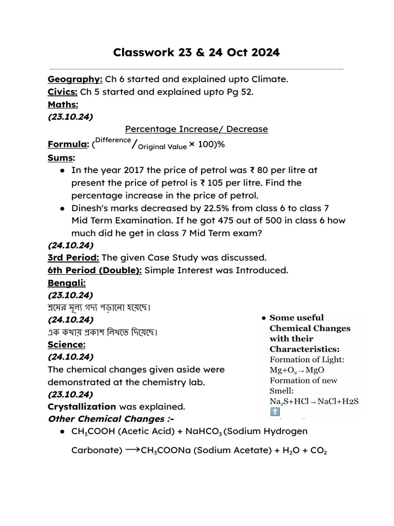 Class VII Science Physical And Chemical Changes | PDF | Sodium ...