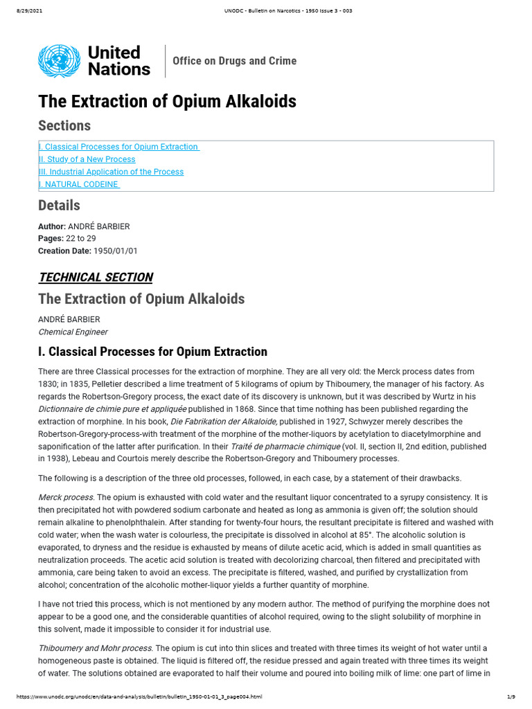 The Extraction of Opium Alkaloids | PDF | Morphine | Distillation