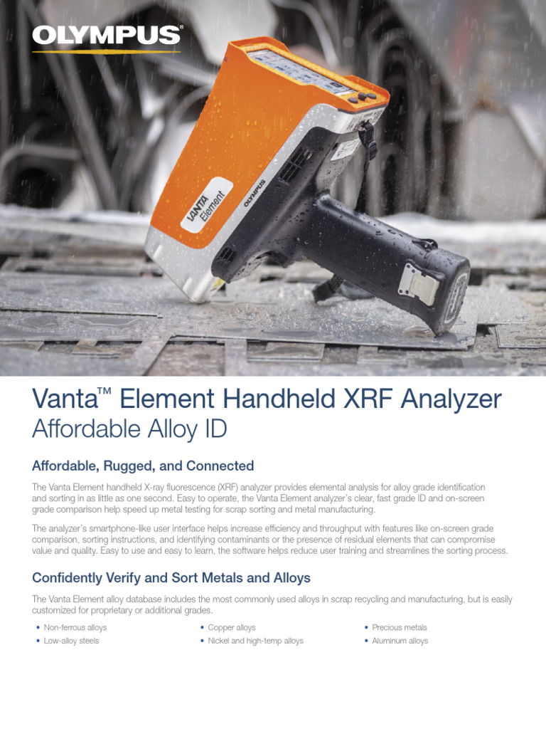 Olympus_Vanta XRF Analyzer | PDF | Scrap | Metals
