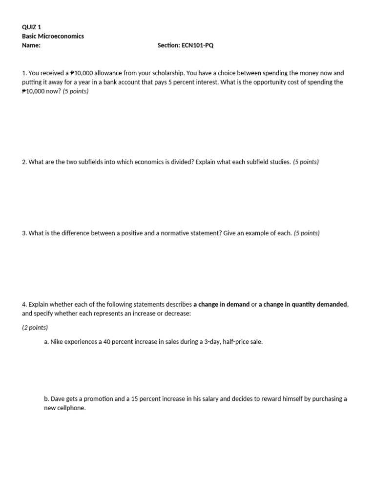 QUIZ-1.1 | PDF | Demand | Supply And Demand