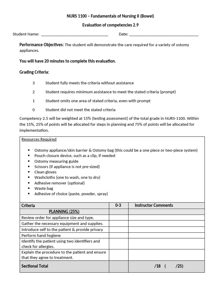 Ostomy Care Evaluation for Nursing Students | PDF