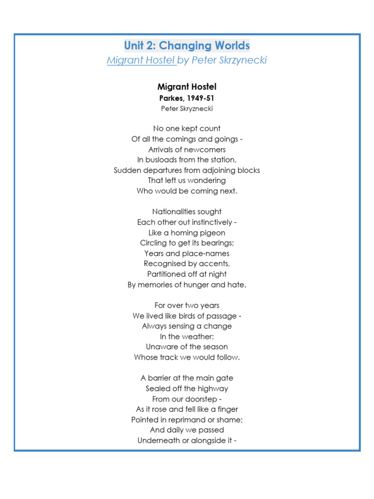 migrant hostel | PDF | Bird Migration | Poetry