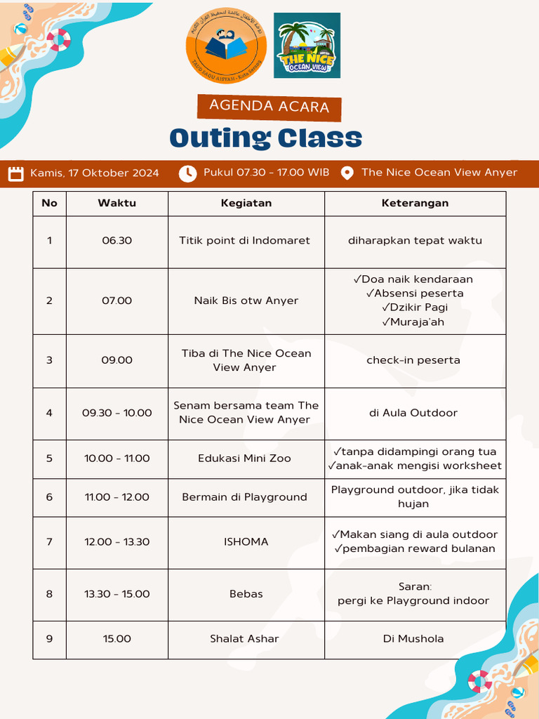 Rundown Acara Outing Class | PDF