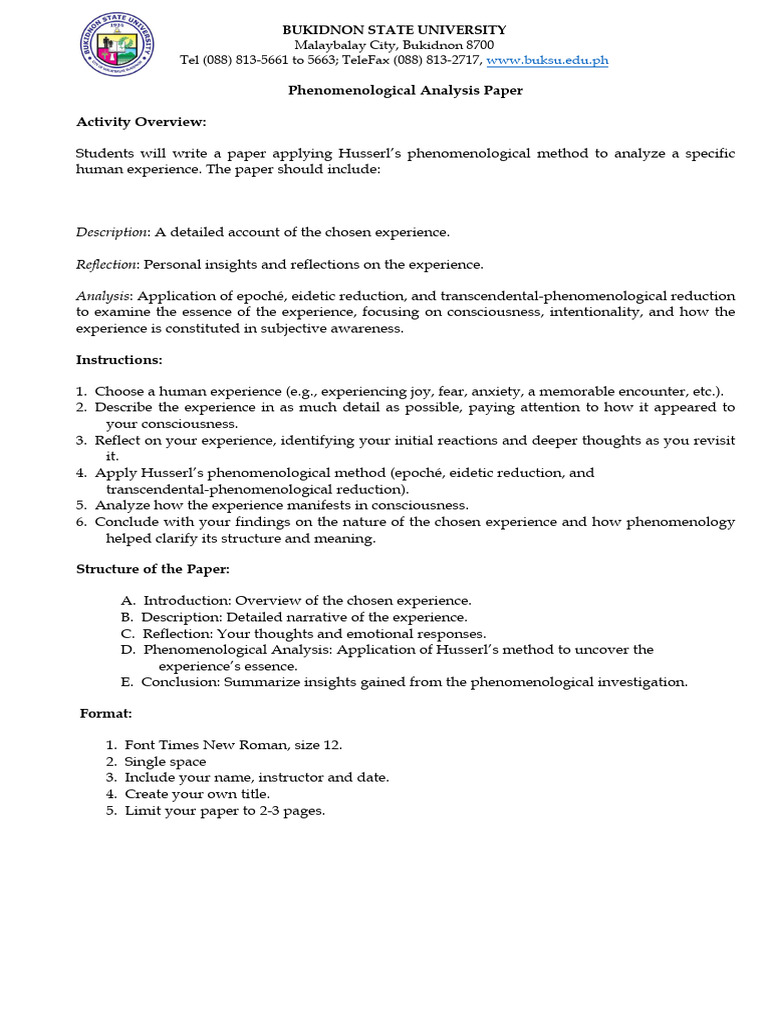 Phenomenological-Analysis-Paper | PDF | Phenomenology (Philosophy ...