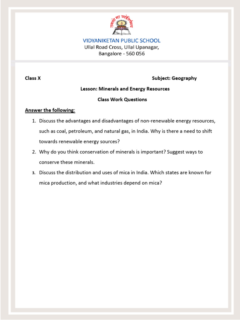 Geography: Minerals & Energy Resources | PDF