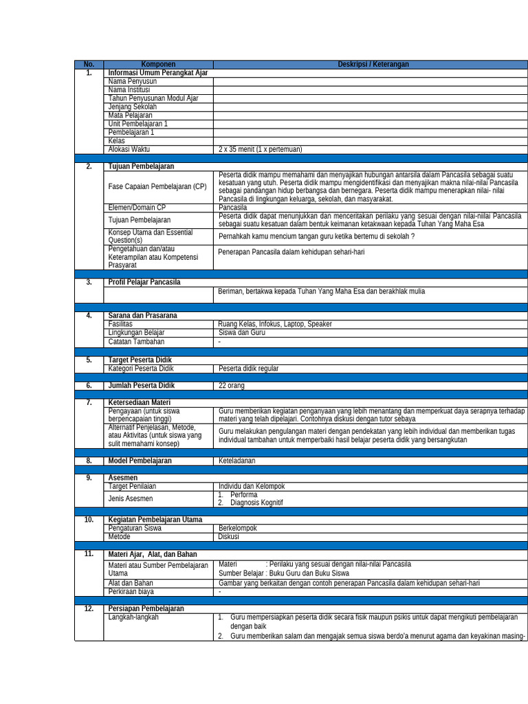 Contoh Modul Ajar Mtss | PDF