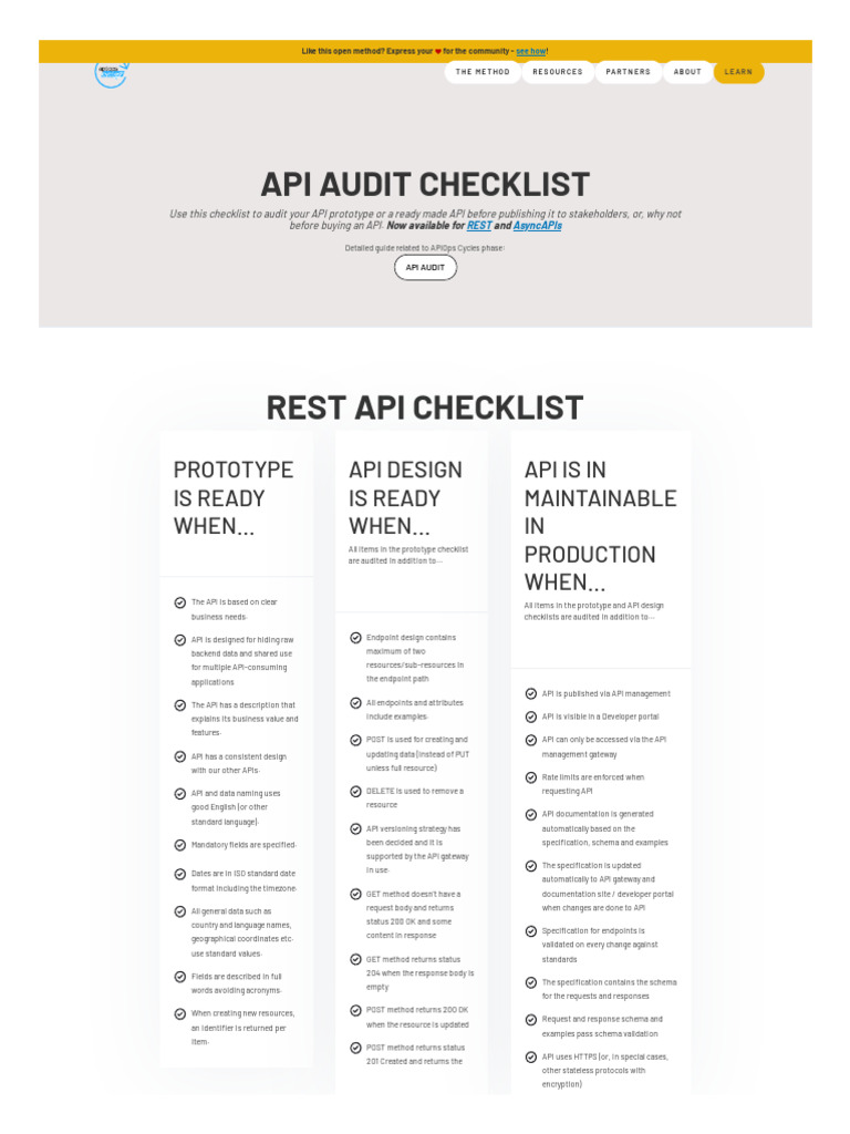 API Audit Checklist for REST & AsyncAPIs | PDF | Databases ...