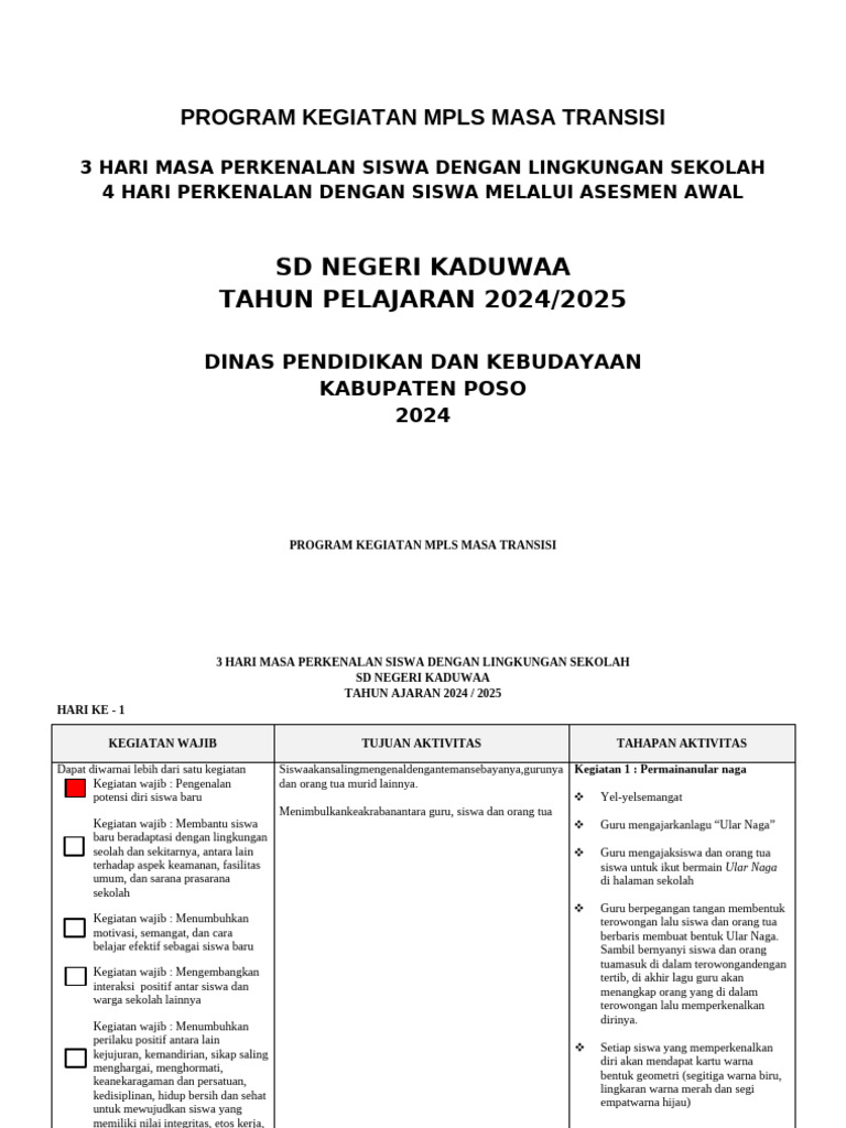 Program MPLS MPLS 2024-2025 - SDN KDW | PDF