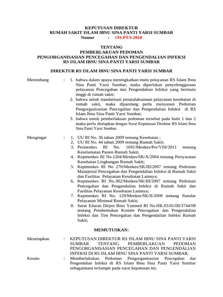 SK PEMBERLAKUAN PEDOMAN P.ORGANISASIAN Ppi | PDF