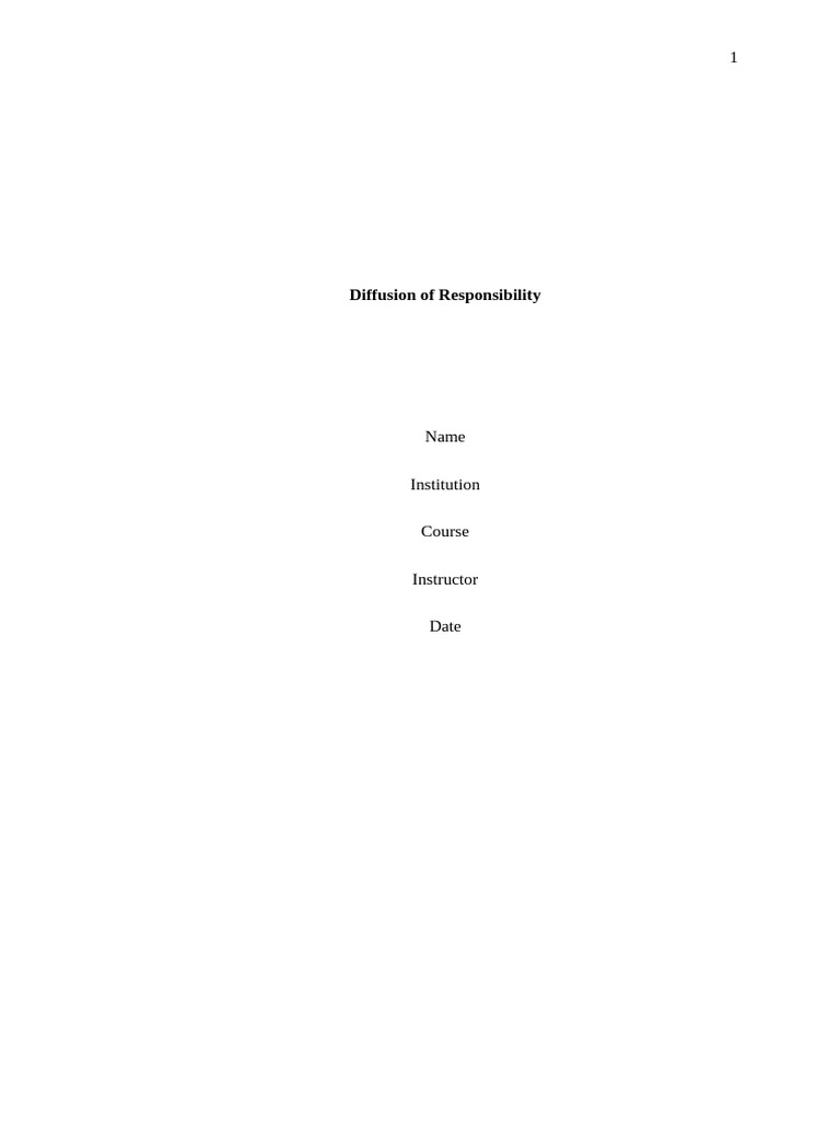 Diffusion of Responsibility | PDF | Decision Making | Cognition