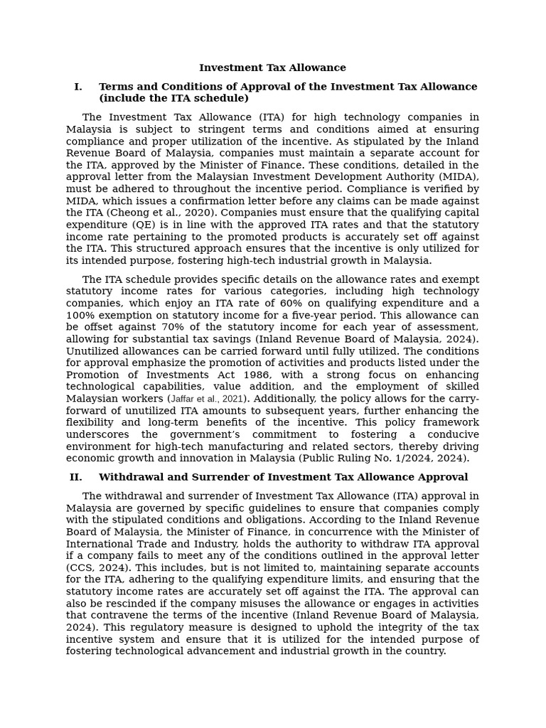 Investment Tax Allowance | PDF | Expense | Taxes