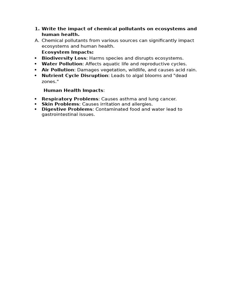 Effects of Chemical Pollutants on Health and Ecosystems | PDF