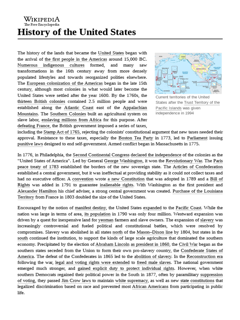 History of the United States - - Wikipedia | PDF | Plymouth Colony ...