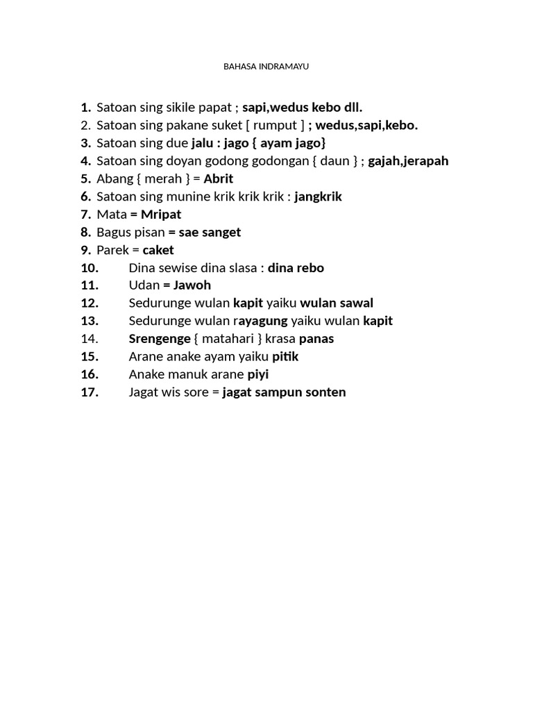 Bahasa Indramayu | PDF