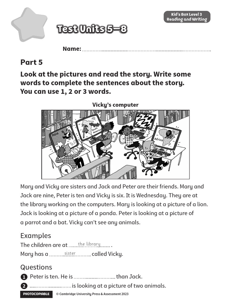 KidsBox_Level3_Test_Units_5-8_Reading_and_Writing_5 | PDF