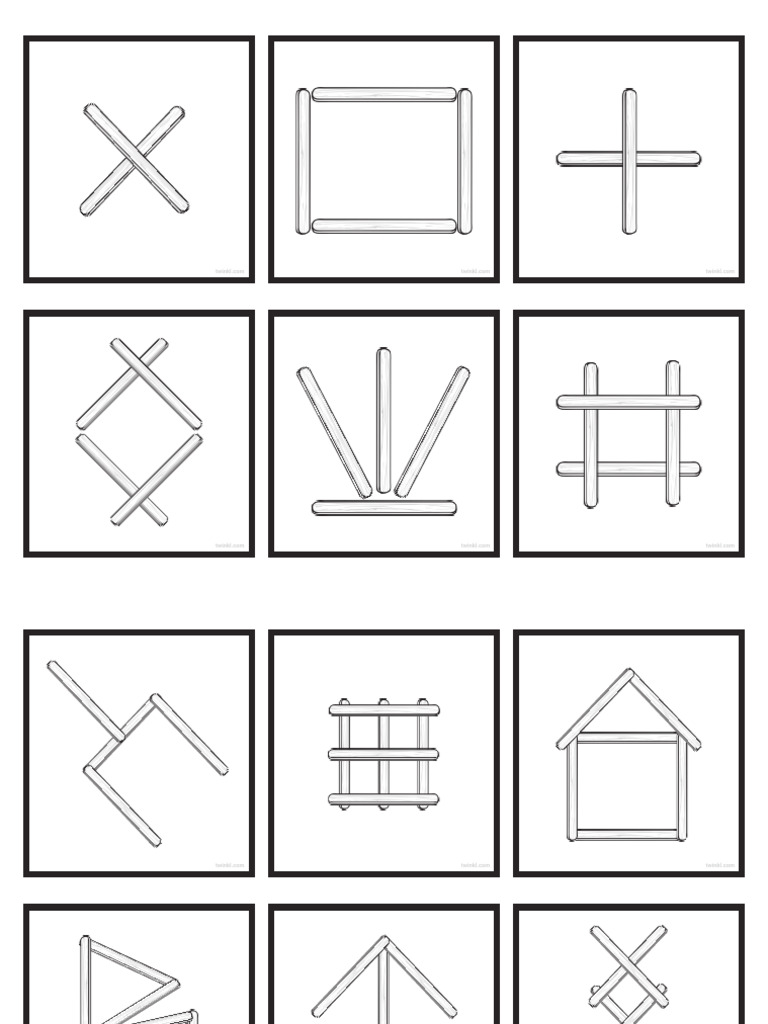 BW Craft Stick Shape and Pattern Cards | PDF