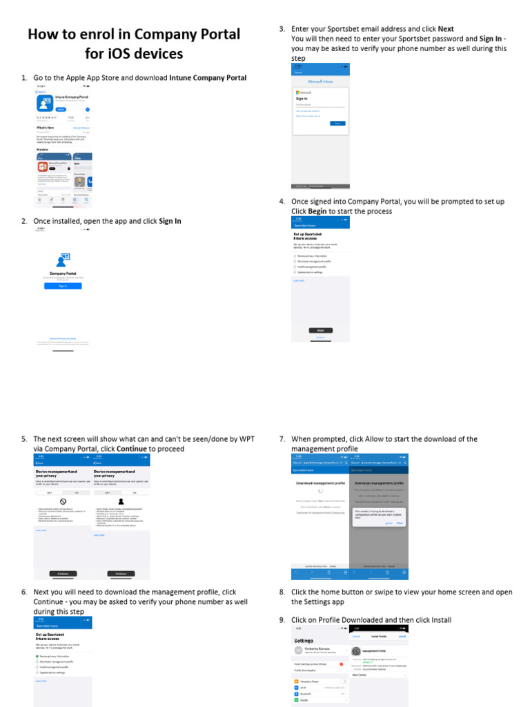 How to enrol in Company Portal for iOS devices | PDF | Ios | Mobile App