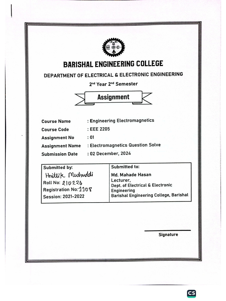 EEE - 2205 (Assignment) | PDF