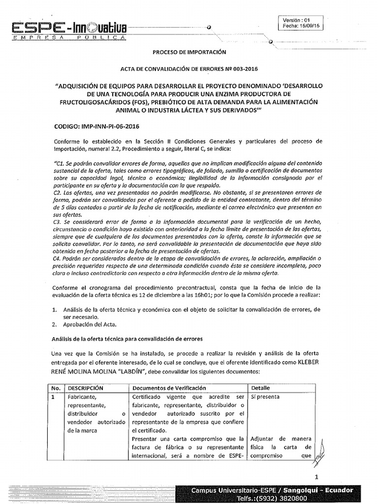 Acta de Convalidacion | PDF