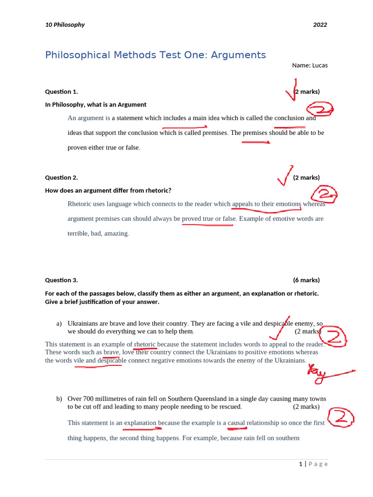 10 Philosophical Methods Practice Test | PDF | Argument | Rhetoric