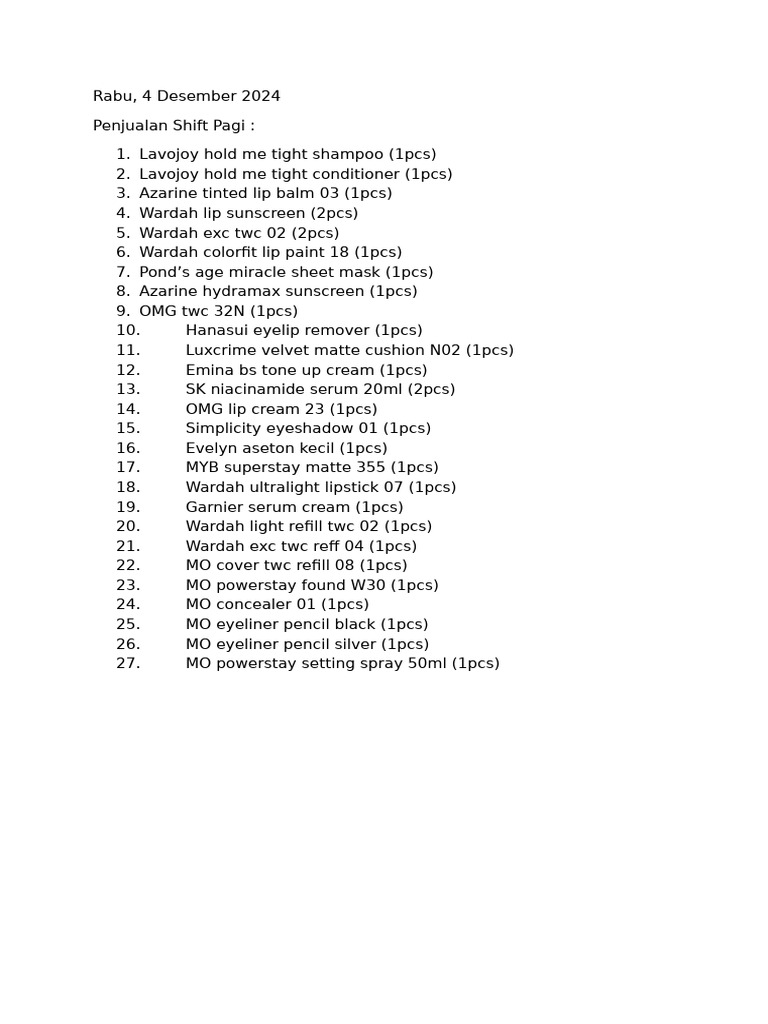 Morning Sales: Sunscreen & Cosmetics | PDF