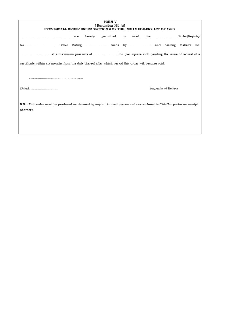 Form V Provisional Order Form | PDF