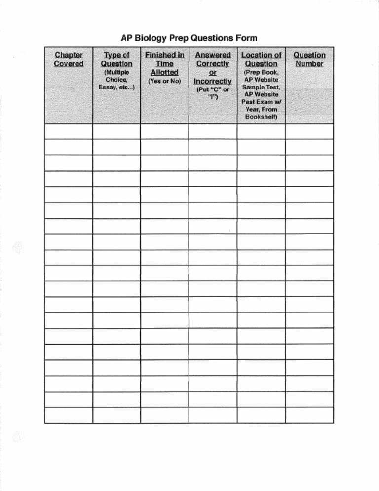 AP Bio Prep Question Form | PDF