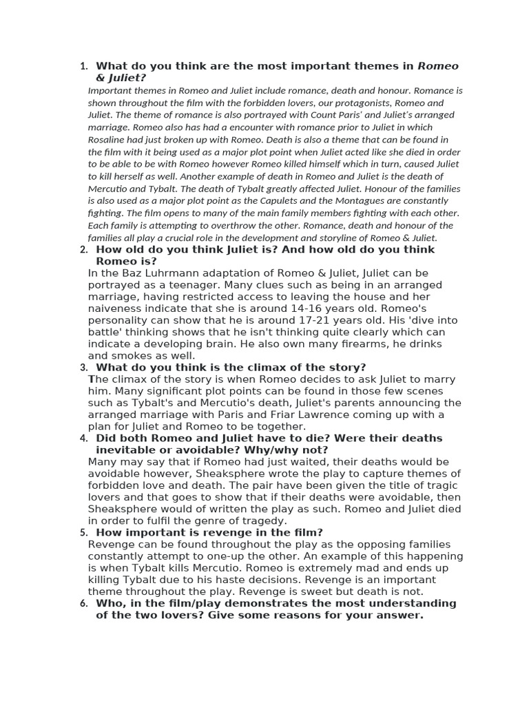 Romeo and Juliet Task 5 - Charcaters | PDF | Characters In Romeo And ...