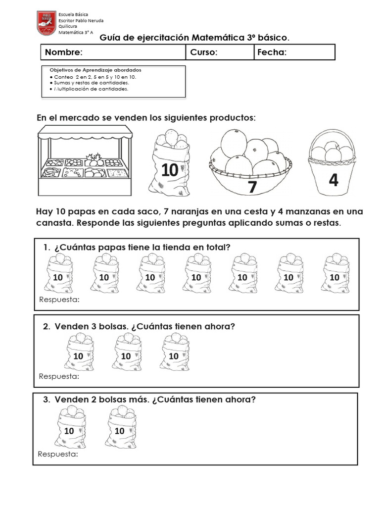 3° Básico Guía Matematica Conteo | PDF