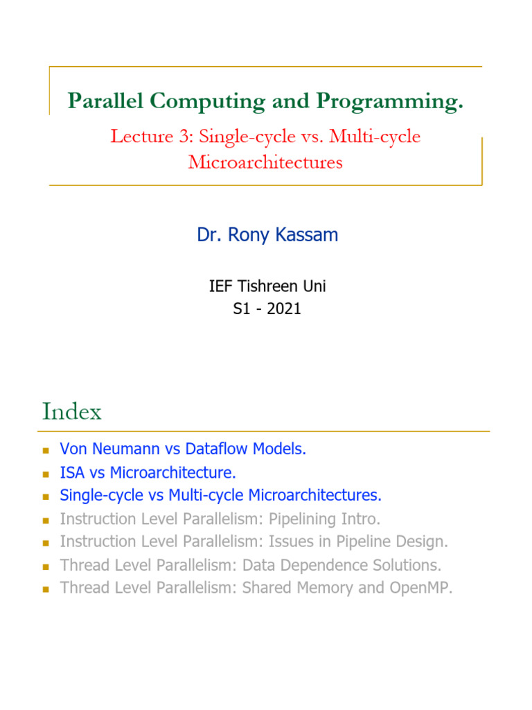 Lec3 - Single-Cycle and Multi-cycle Microarchitectures | PDF | Central Processing Unit ...