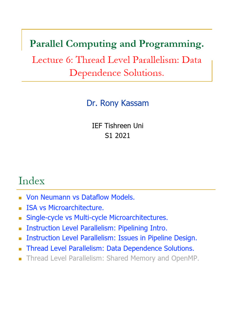 Lec6 - TLP Data Dependence Solutions | PDF | Central Processing Unit ...