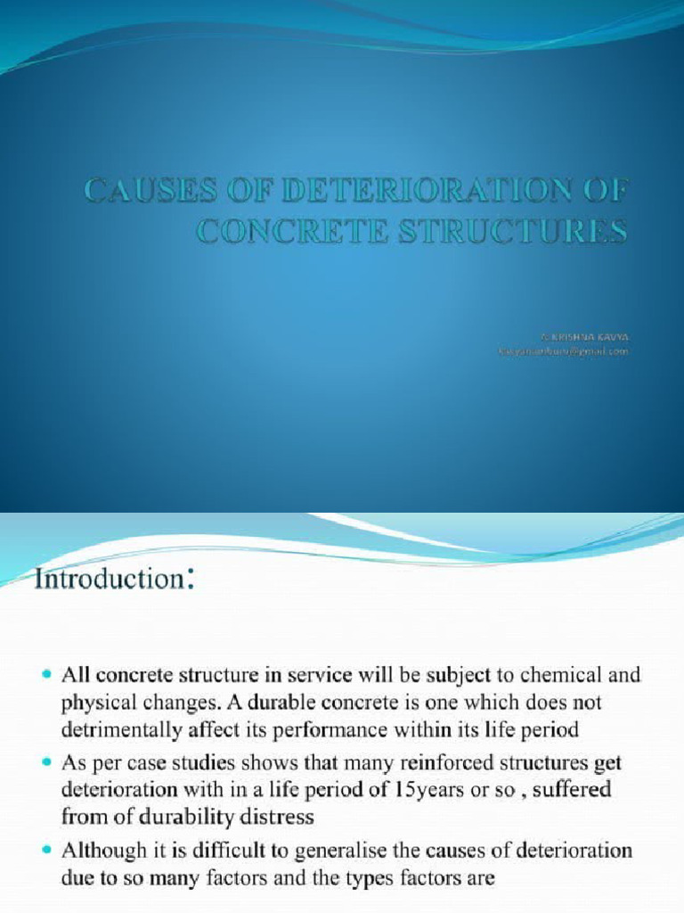 Causes Of Deterioration Of Concrete Structures Pdf