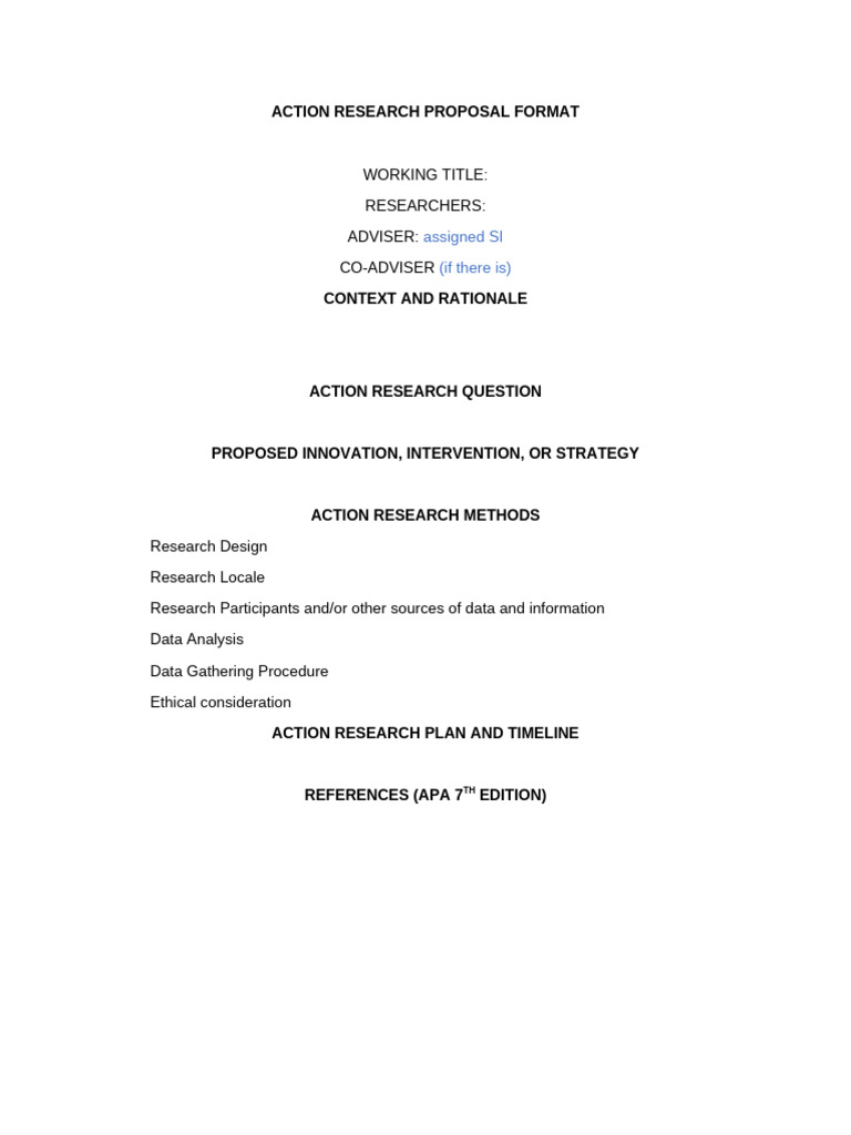 Action Research Proposal Format for Fs | PDF