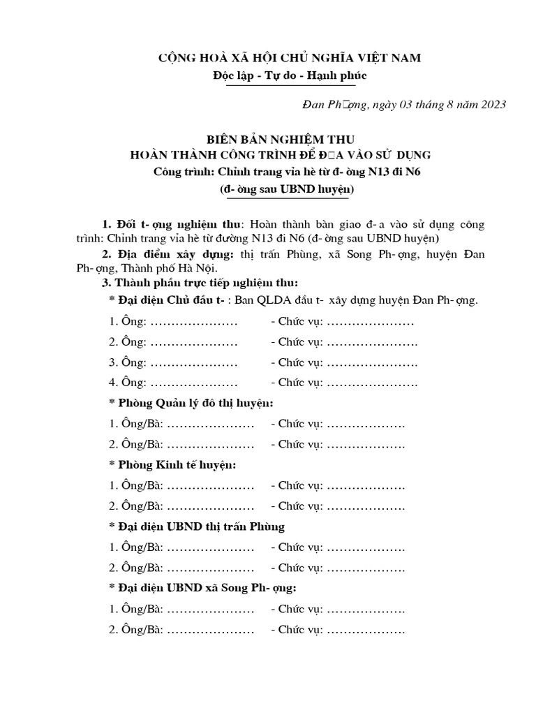 Bien ban nghiem thu hoan thanh 1 | PDF