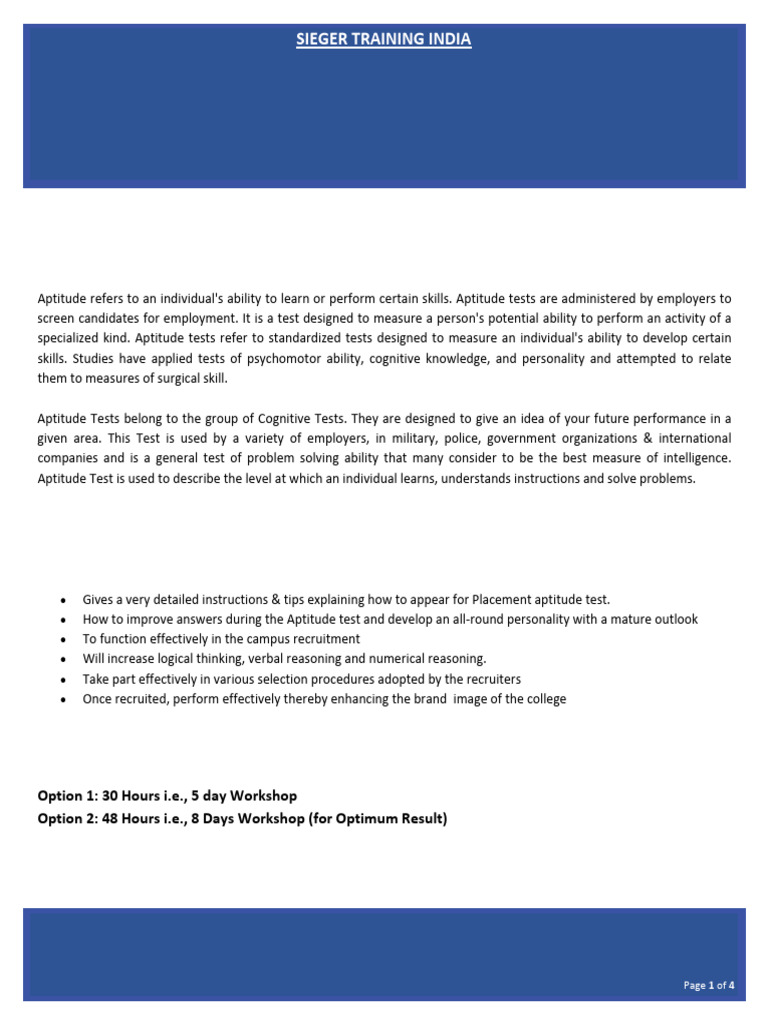 placement-aptitude | PDF | Reason | Critical Thinking