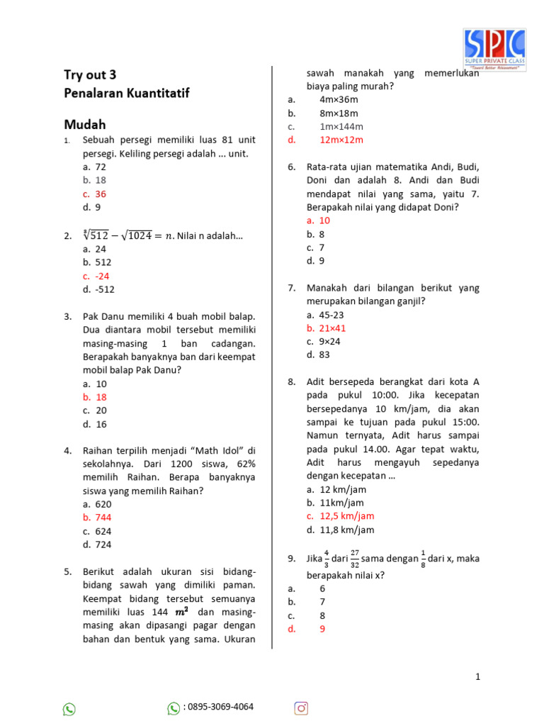 SPC To 3 Soal + KJ Labs SMP | PDF
