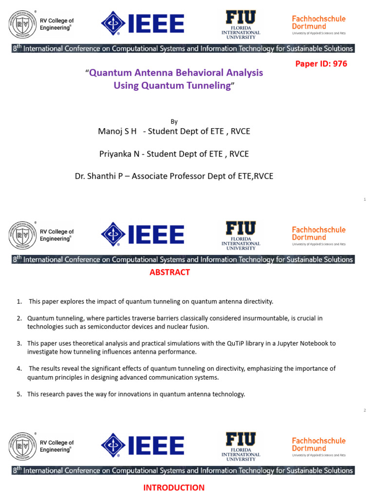 Paper Presentation Template Csitss2024 Pdf Quantum Tunnelling