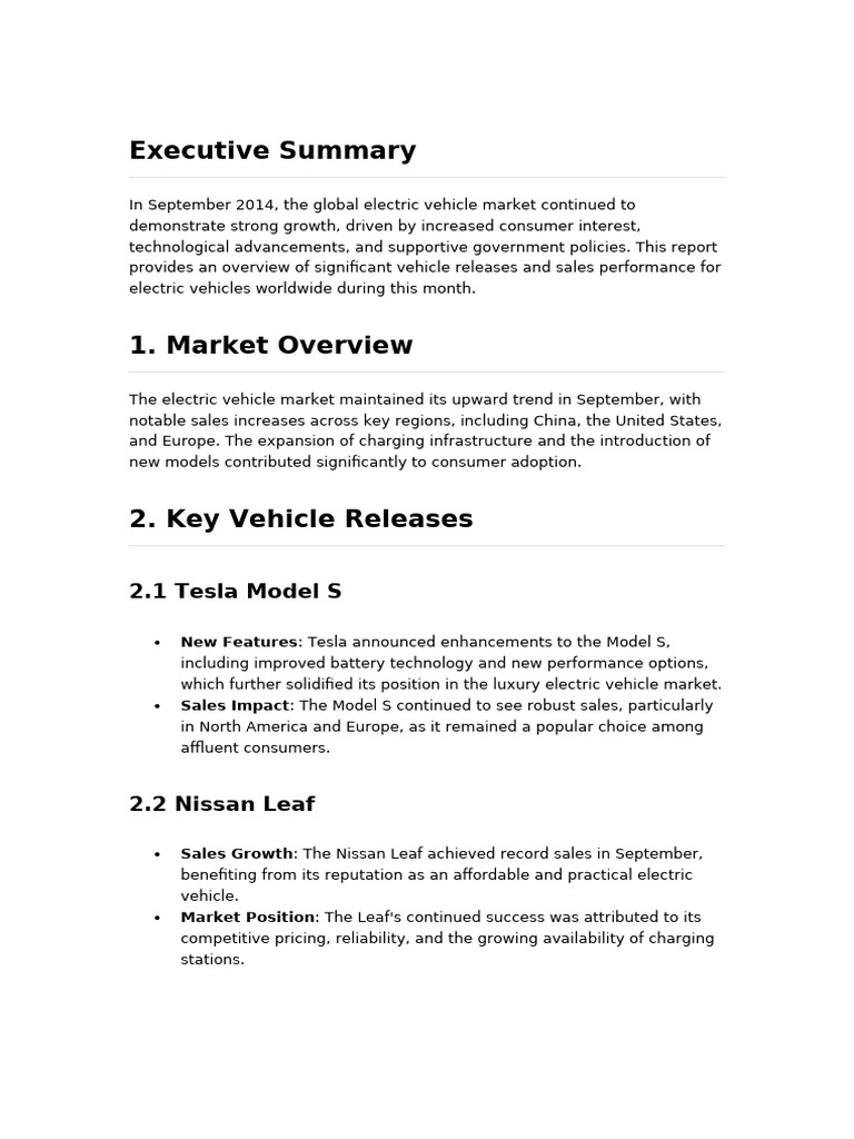 Global Electric Vehicle Report - September 2014 | PDF | Electric ...