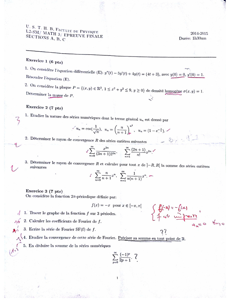 Anciens Sujets d'épreuves de Math 3_2 | PDF